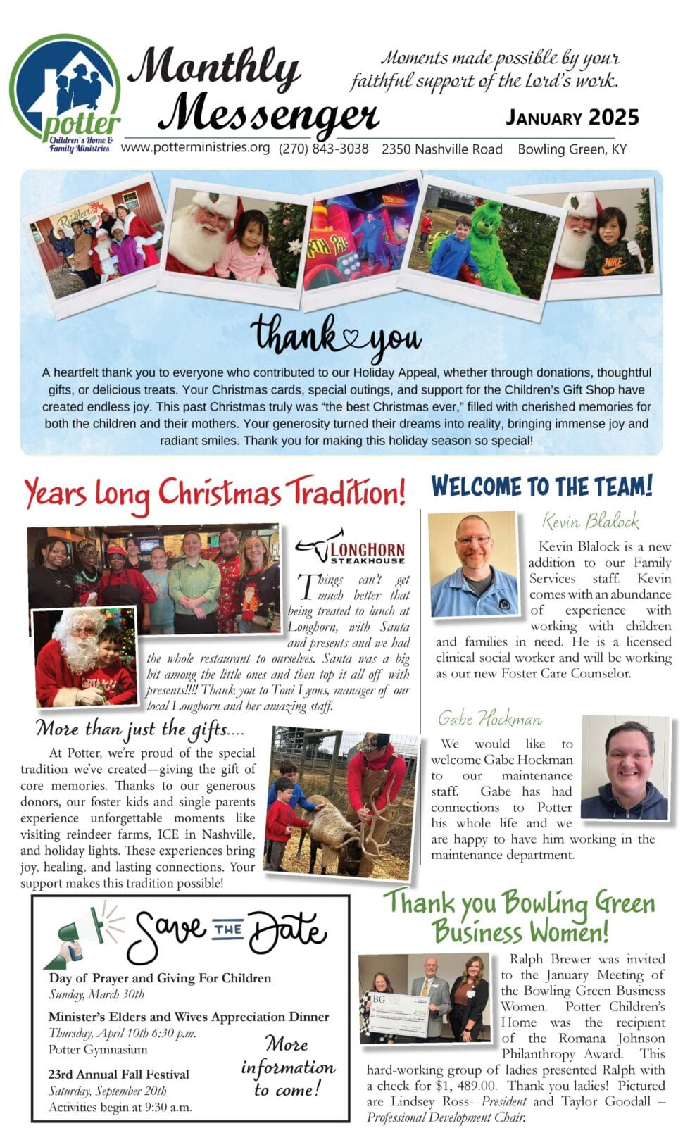 Jan 25 Newsletter | Potter Children's Home & Family Ministries